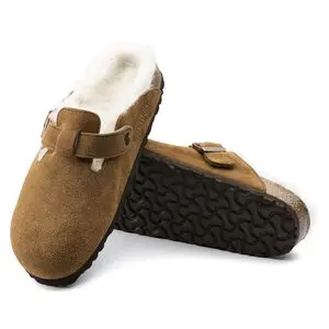 BIRKENSTOCK Boston Shearling Suede Clogs - Mink