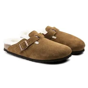BIRKENSTOCK Boston Shearling Suede Clogs - Mink