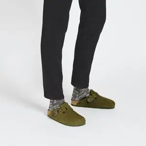 BIRKENSTOCK Boston Shearling Suede Clogs - Thyme