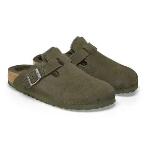 BIRKENSTOCK Boston Shearling Suede Clogs - Thyme