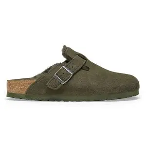 BIRKENSTOCK Boston Shearling Suede Clogs - Thyme