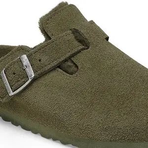 BIRKENSTOCK Boston Shearling Suede Clogs - Thyme