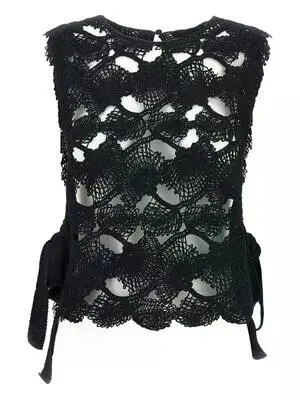 KANGRA Crochet-knit Top - Black