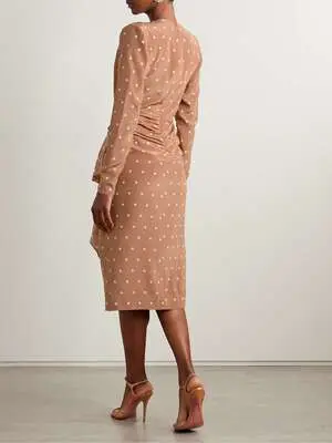 Alessandra Rich Polka-dot Silk Crepe De Chine Midi Dress