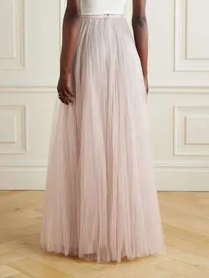 MARMAR HALIM Plissé-tulle Maxi Skirt - Beige