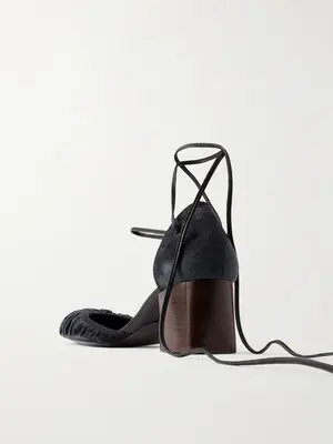 LEMAIRE Micro Ballerina Leather-trimmed Velvet Pumps