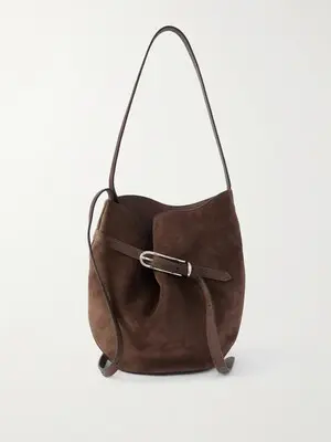 LIFFNER Buckled Suede Bucket Bag - Brown
