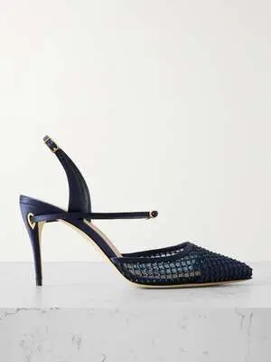 Jennifer Chamandi Vittorio 85 Crystal-embellished Slingback Pumps
