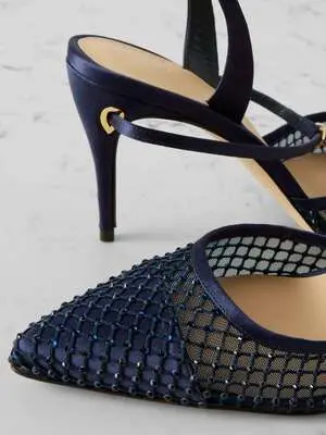 Jennifer Chamandi Vittorio 85 Crystal-embellished Slingback Pumps
