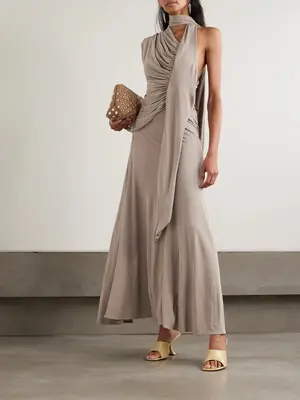 Christopher Esber Draped Jersey Maxi Dress - Brown