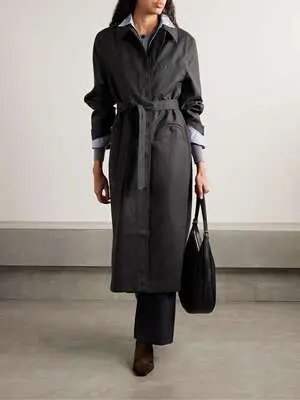 BLAZÉ MILANO Astoria Basoto Wool Trench Coat - Dark Gray