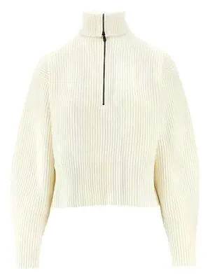 Max Mara Half-zip Ribbed Pullover - Neutrals