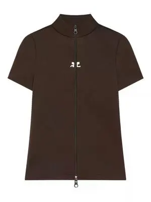 COURREGES Zippered Short-sleeve Top - Brown
