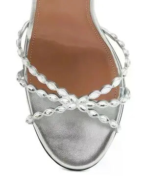 AQUAZZURA 105mm Love Struck Crystal-embellished Sandals - Silver