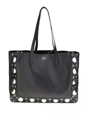 Valentino Garavani Eyelet-embellished Shoulder Bag - Black