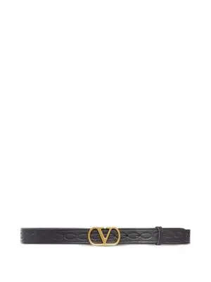 Valentino Garavani Embossed Leather Belt - Black