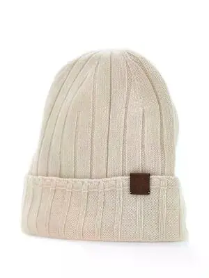 Eleventy Cashmere Ribbed Beanie - Neutrals
