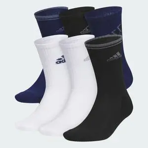 Adidas Athletic Cushioned Mixed Crew Socks - 6 Pack Dark Blue / White / Black