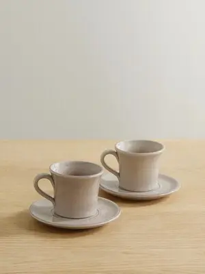 Brunello Cucinelli Set Of Two Ceramic Cups And Saucers - Gray