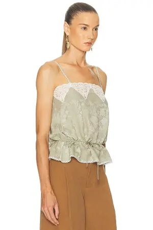 Chloé Silk Roses Jacquard Top - Clear Green