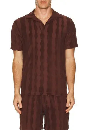 Oas Totem Polo Terry Shirt In Red - Brown
