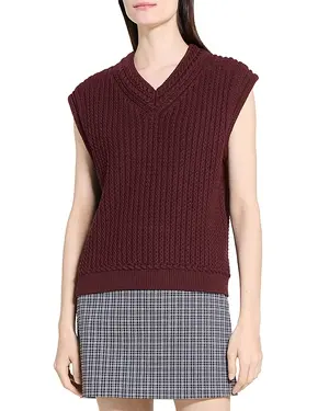 Theory Sleeveless Cotton Sweater Vest