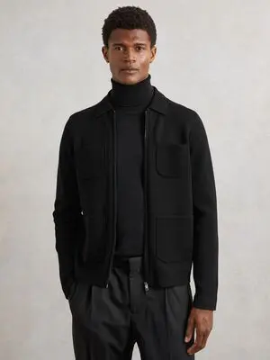 REISS Roberto Four-pocket Zip-through Cardigan - Black
