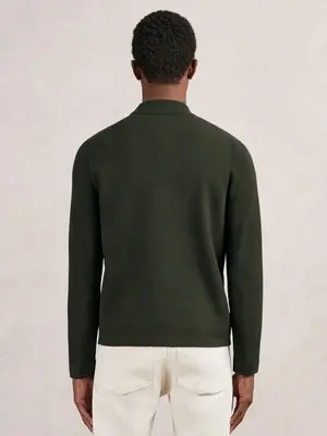 REISS Four-pocket Zip-through Cardigan - Forest Green