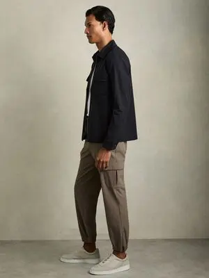 REISS Ascend Technical Zip Through Overshirt - Navy