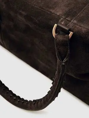 REISS Edie Suede Bowling Bag