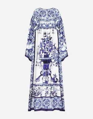 Dolce & Gabbana Majolica Print Silk Twill Caftan - Multicolor
