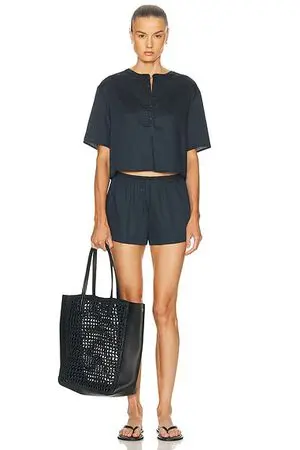 LESET Yoko Short Sleeve Henley Top