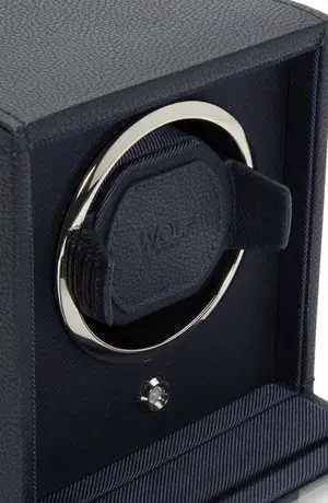 Wolf Cub Single Watch Winder With Cover - Navy