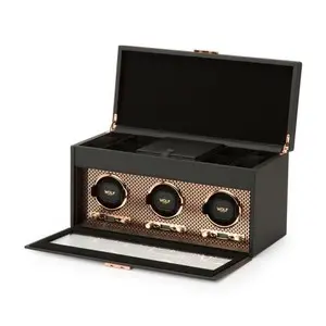 Wolf Axis Triple Watch Winder With Storage - Copper