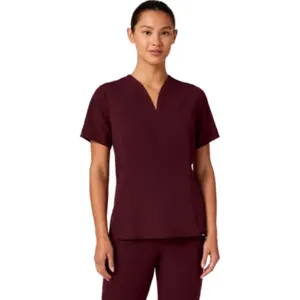 JAANUU Calix 2-pocket V-neck Scrub Top - Burgundy