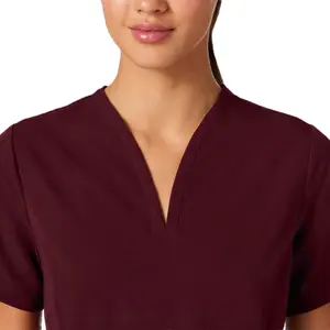 JAANUU Calix 2-pocket V-neck Scrub Top - Burgundy