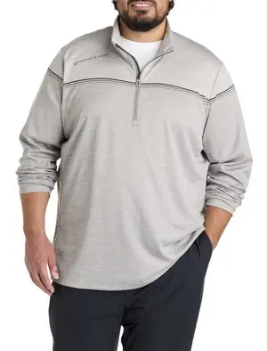 Vineyard Vines Big & Tall Sankaty Stripe 1/4-zip Pullover - Ultimate Gray