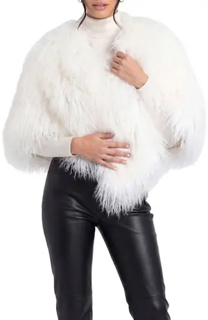 Gorski Mongolian Lamb Shawl - White