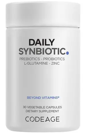 CODEAGE Daily Synbiotic, Prebiotics Probiotics, L-glutamine - White