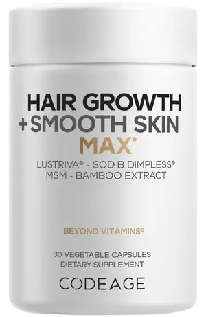 CODEAGE Hair Growth+smooth Skin Max Vitamins, Lustriva, Sod B Dimpless - White