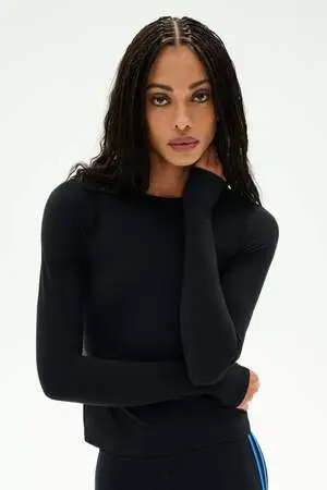 Splits59 Airweight Lite Long Sleeve Waist Length Top - Black