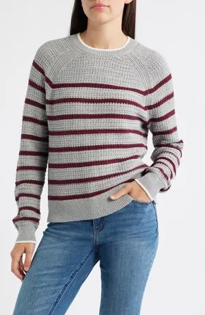 525 America Brooks Stripe Cotton Pullover Sweater