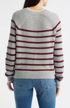 525 America Brooks Stripe Cotton Pullover Sweater