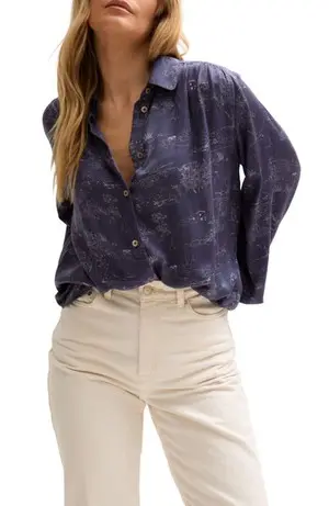 LILY AND LIONEL Marrianne Peter Pan Collar Shirt - Navy