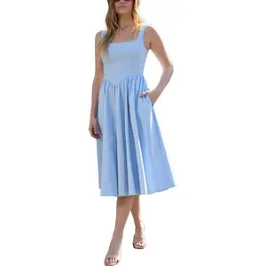 LILY AND LIONEL Hayley Corset Inspired Midi Dress - Blue