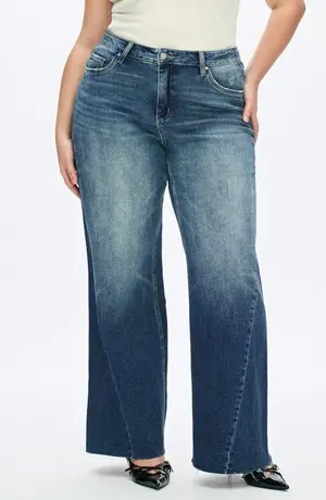 BAYEAS High-waist Wide Leg Jeans - Medium Blue