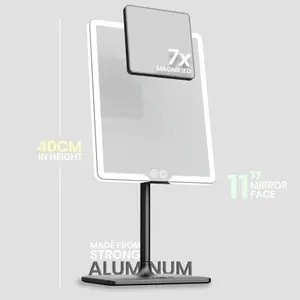 LUNA LONDON Orbit Mirror | Led Lighted Vanity Makeup Mirror With 7x Magnification - Phantom Black