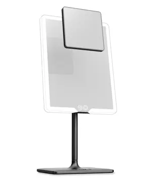 LUNA LONDON Orbit Mirror | Led Lighted Vanity Makeup Mirror With 7x Magnification - Phantom Black