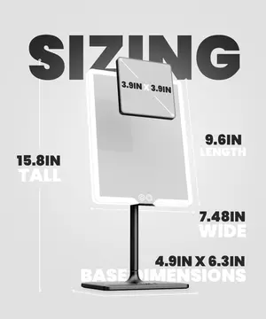 LUNA LONDON Orbit Mirror | Led Lighted Vanity Makeup Mirror With 7x Magnification - Phantom Black