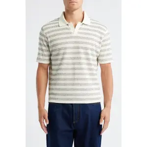 PERCIVAL Laurent Stripe Johnny Collar Cotton Blend Polo